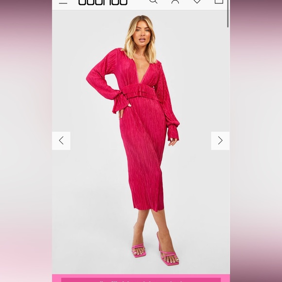 Boohoo | Dresses | Boohoo Hot Pink Midi Dress Size 2 Nwt | Poshmark